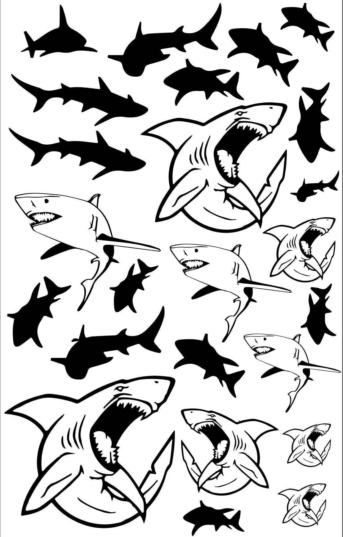 Shark Design 7x11" Stencil Digital Download Vector File - Etsy