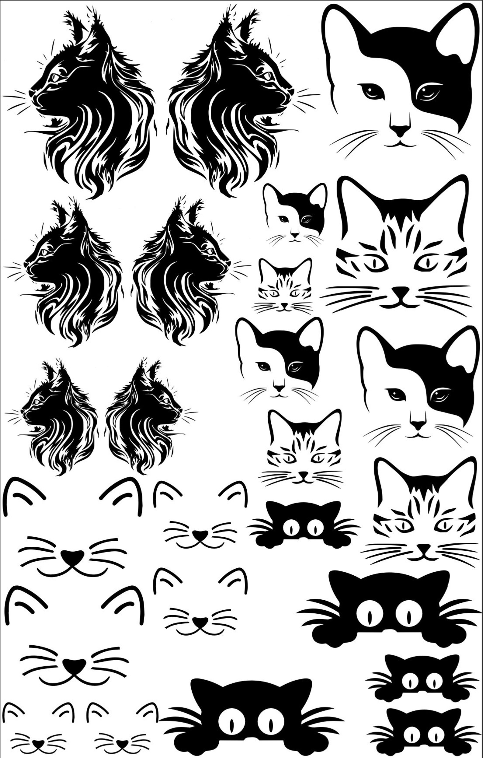 Cat Design No.2 Stencil 7x11" Digital Download Vector File - Etsy