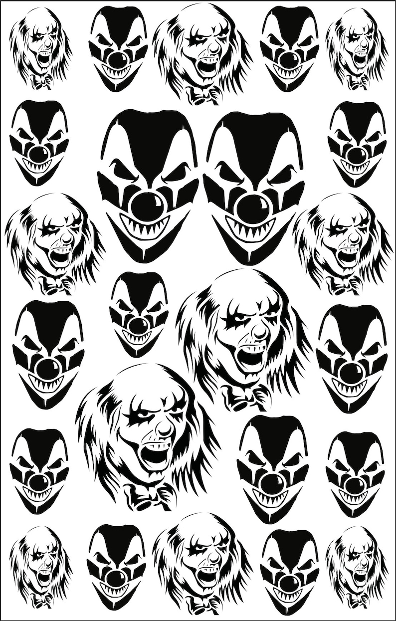 Clowns Design No.1 Stencil 7x11" Digital Download Vector File - Etsy