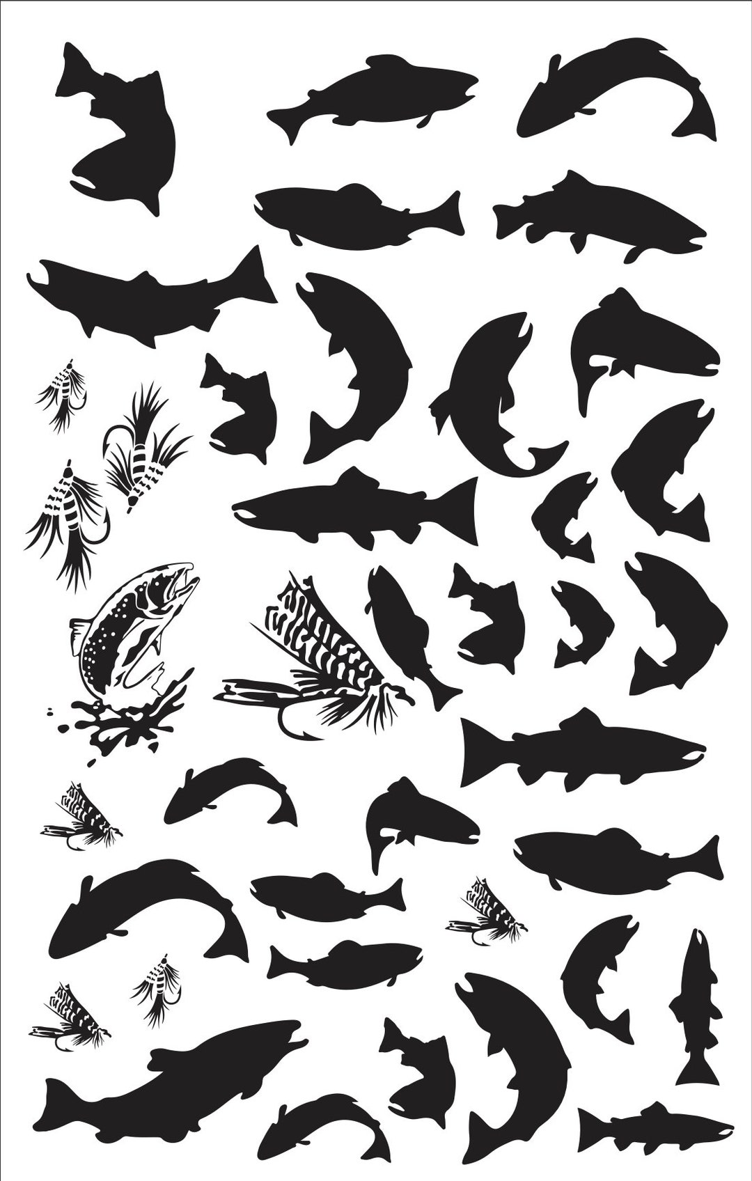 Trout Design Stencil 7x11" Download Digital Vector File - Etsy