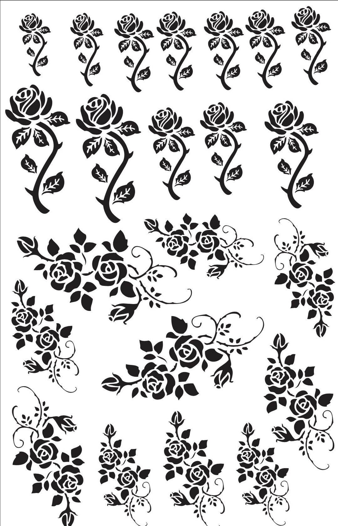 Roses Stencil Design No.1 Digital Download 7x11" Vector File - Etsy