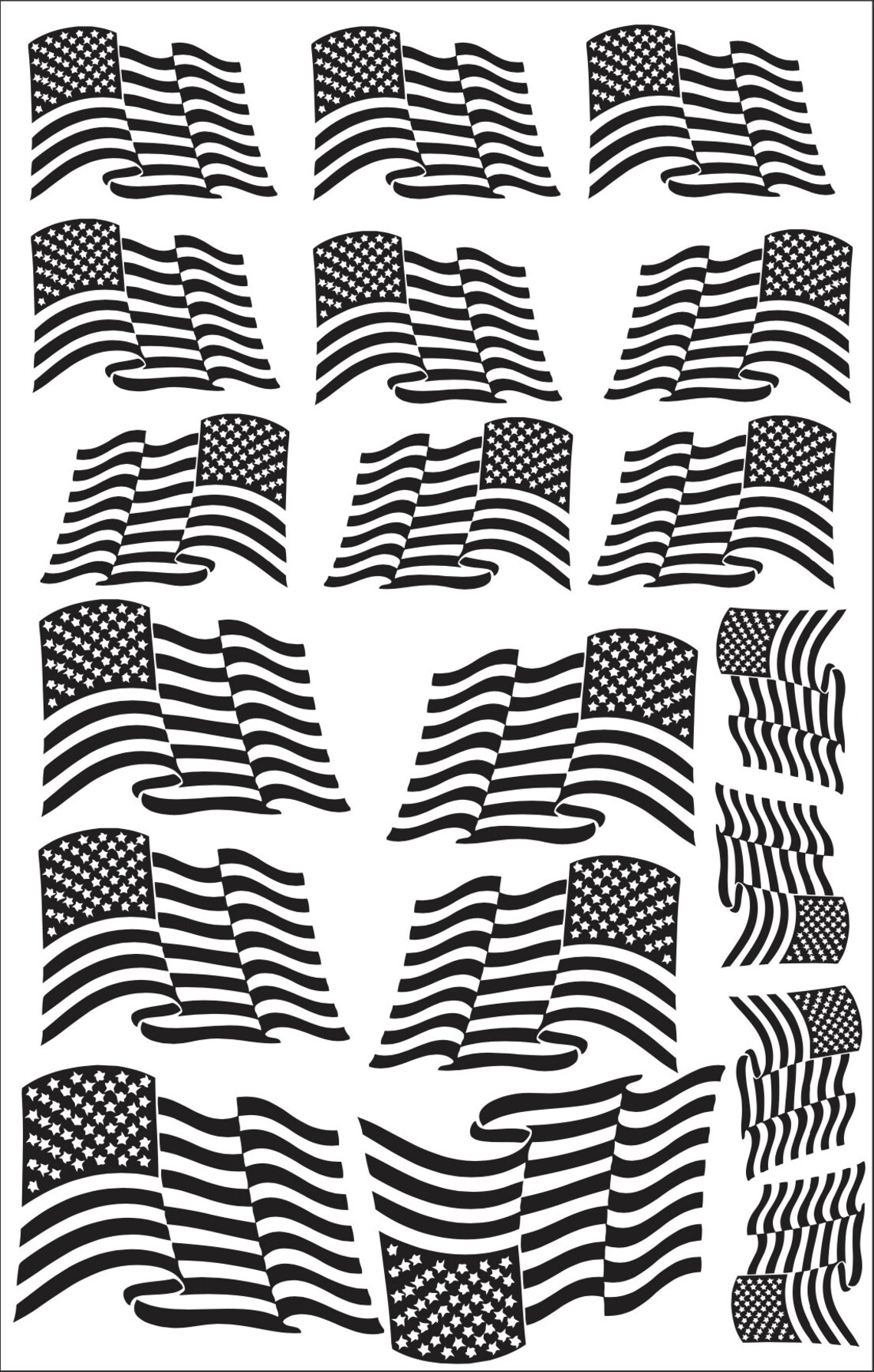 American Flag Design No.1 Stencil 7x11 Digital Download Vector File - Etsy