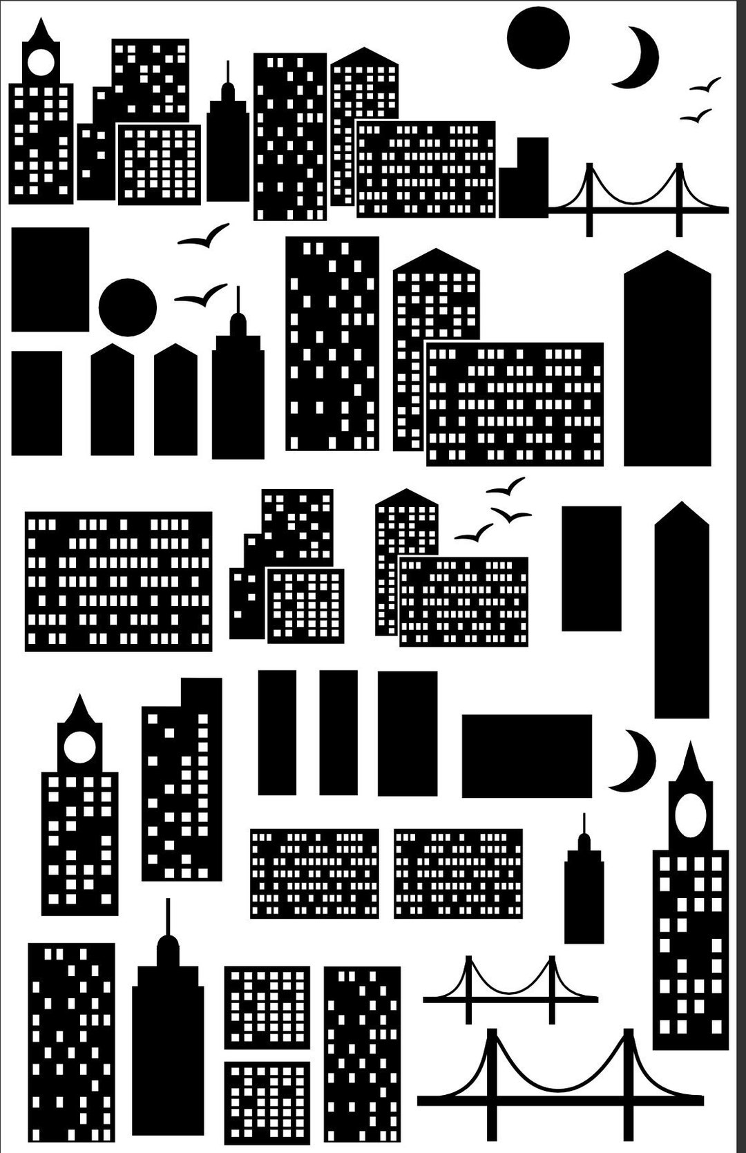 Cityscape Stencil 7x11" Digital Download Vector File - Etsy