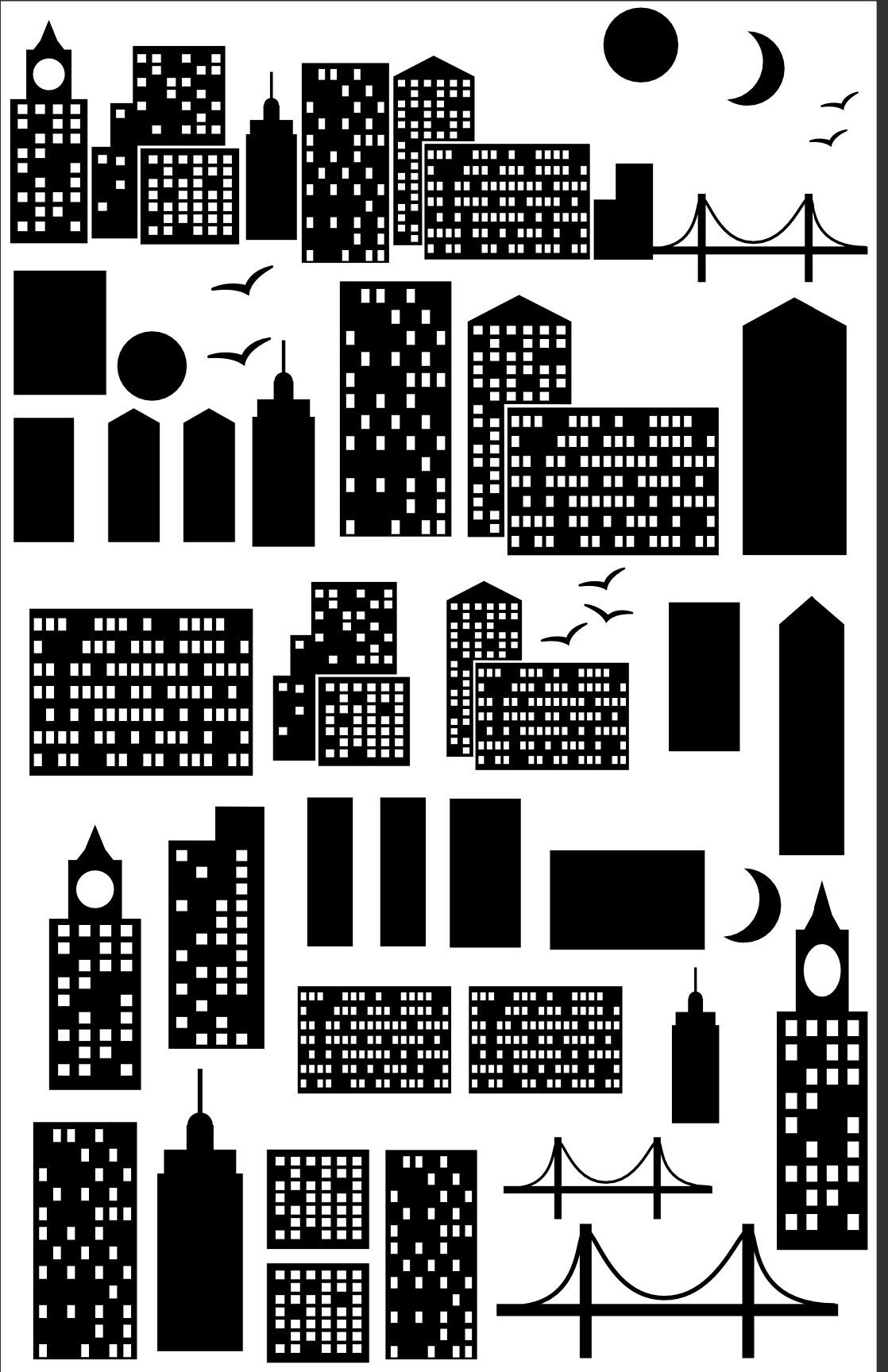 Cityscape Stencil 7x11" Digital Download Vector File - Etsy