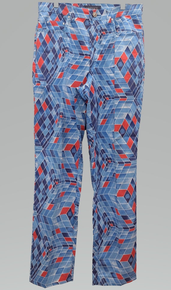 Vintage VERSACE JEANS COUTURE Geometric Print Pants - Gem