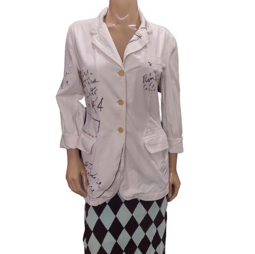 Moschino Jeans Trompe L'oeil White Sz USA 8 Italian Seamstress Notes ...
