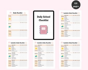 Kids Daily School Checklist, Responsibility Chart, Editable Chore Chart ...