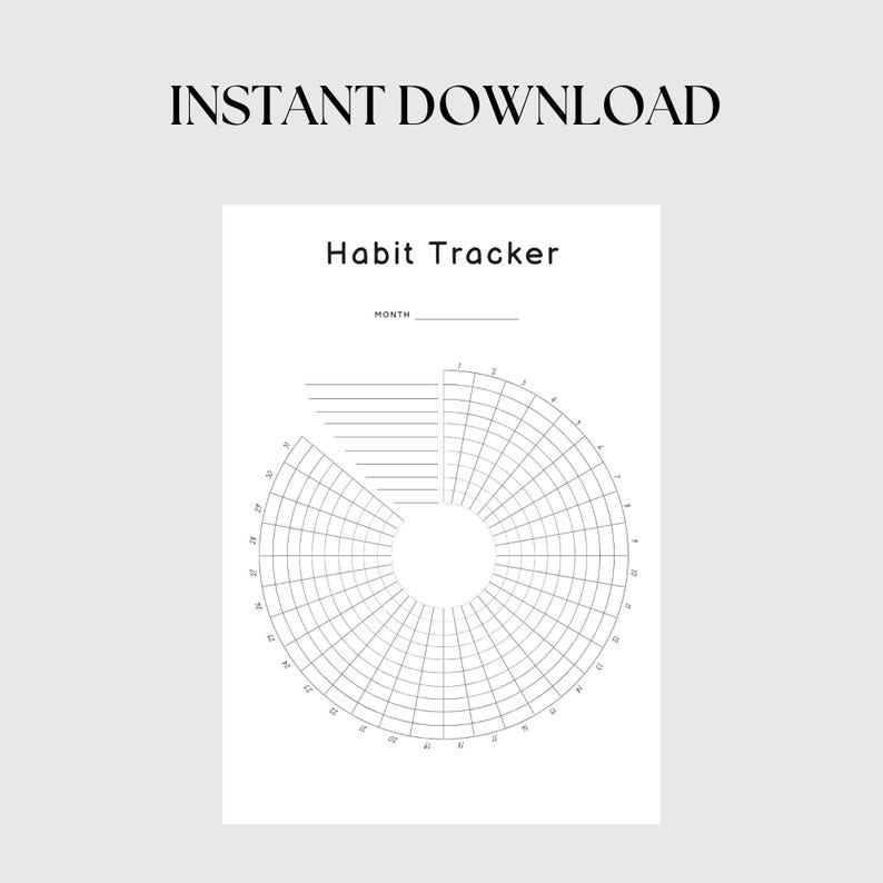 Editable Circle Habit Tracker Printable Monthly Habit Tracker Motivation & Productivity Planner ...