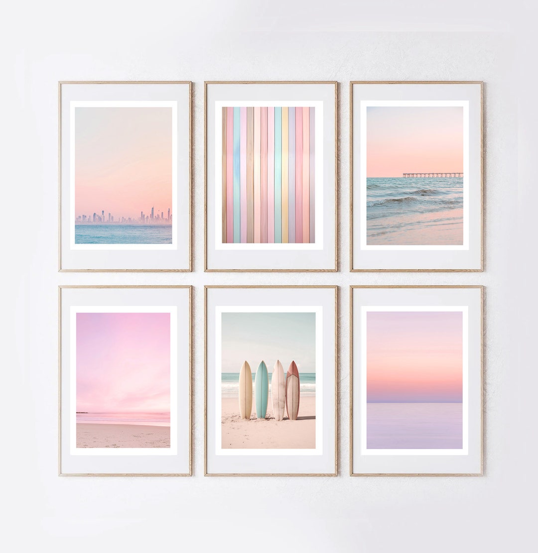 Beach Pink Gallery Wall Set of 6 | Blush Pink Wall Decor Print ...