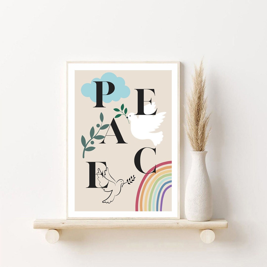 Peace Poster Art | Art With Dove of Peace | Preppy Aesthetic Art ...