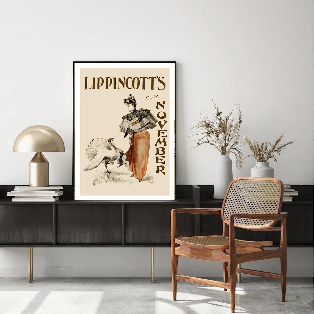 Vintage Lippincott's Magazine Cover | Fall Vintage Magazine Cover Print ...