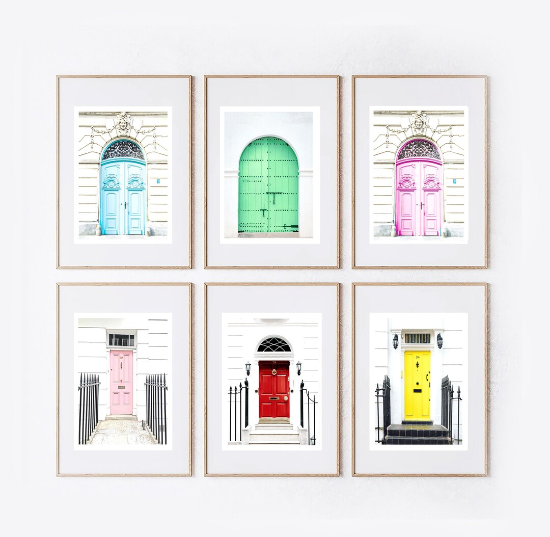 Colored Doors Wall Art, Door Print, Set of 6 Prints, Window Poster ...