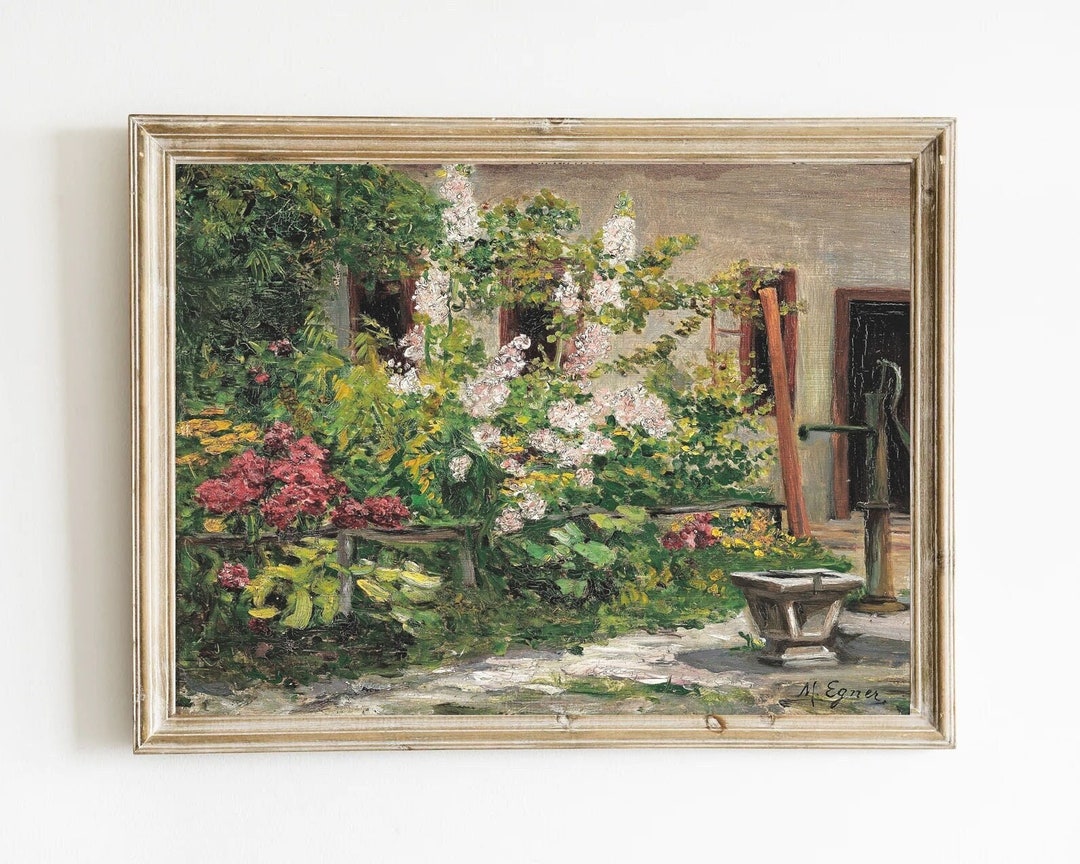 Vintage Spring Garden Art, French Garden, Farmhouse Decor, Rustic ...