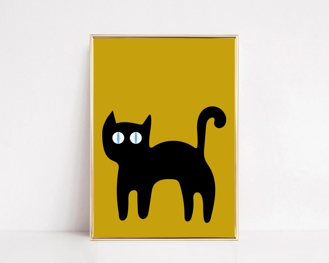 Printable Halloween Decor With a Cat, Halloween Poster, Cat Wall Art ...