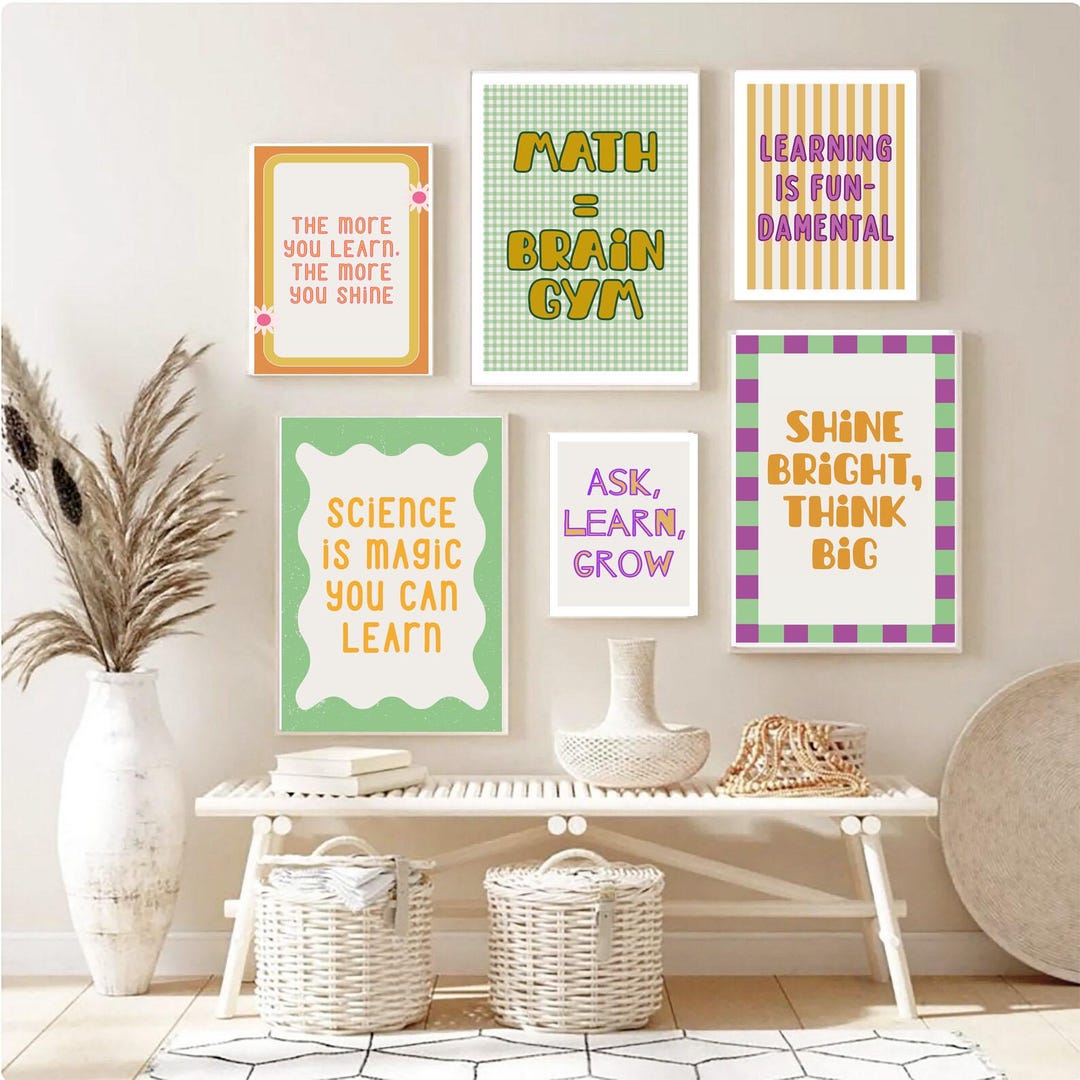 Fun Colorful Learning Wall Art for Kids | Back to School Classroom ...