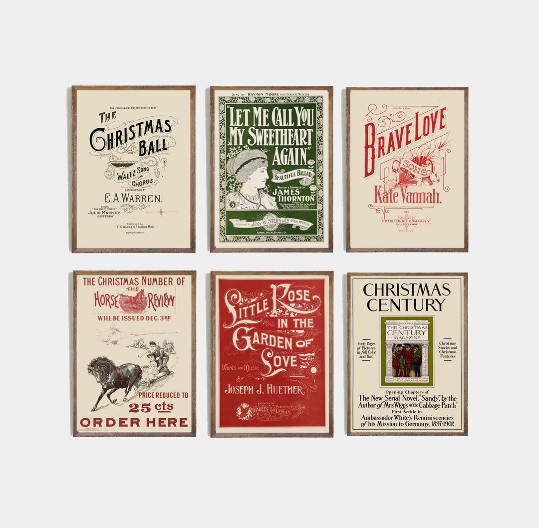 Set of 6 Vintage Christmas Magazine Cover Posters I Vintage - Etsy