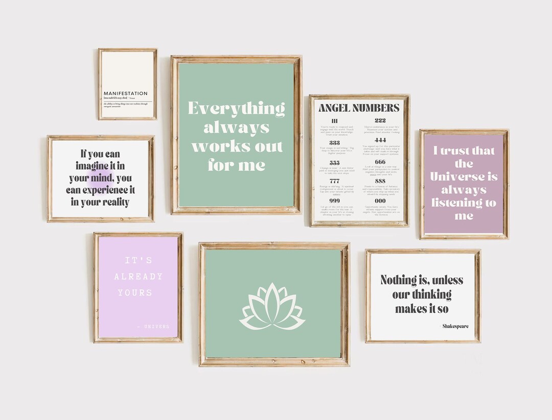 Manifest Gallery Wall Art | Set of 8 PRINTABLES | Retro Wall Decor ...