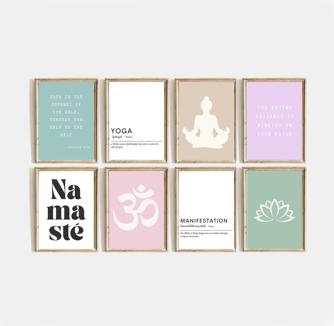 Yoga Wall Art Set of 6 PRINTABLES Yoga Room Decor Home Gym Decor Yoga ...