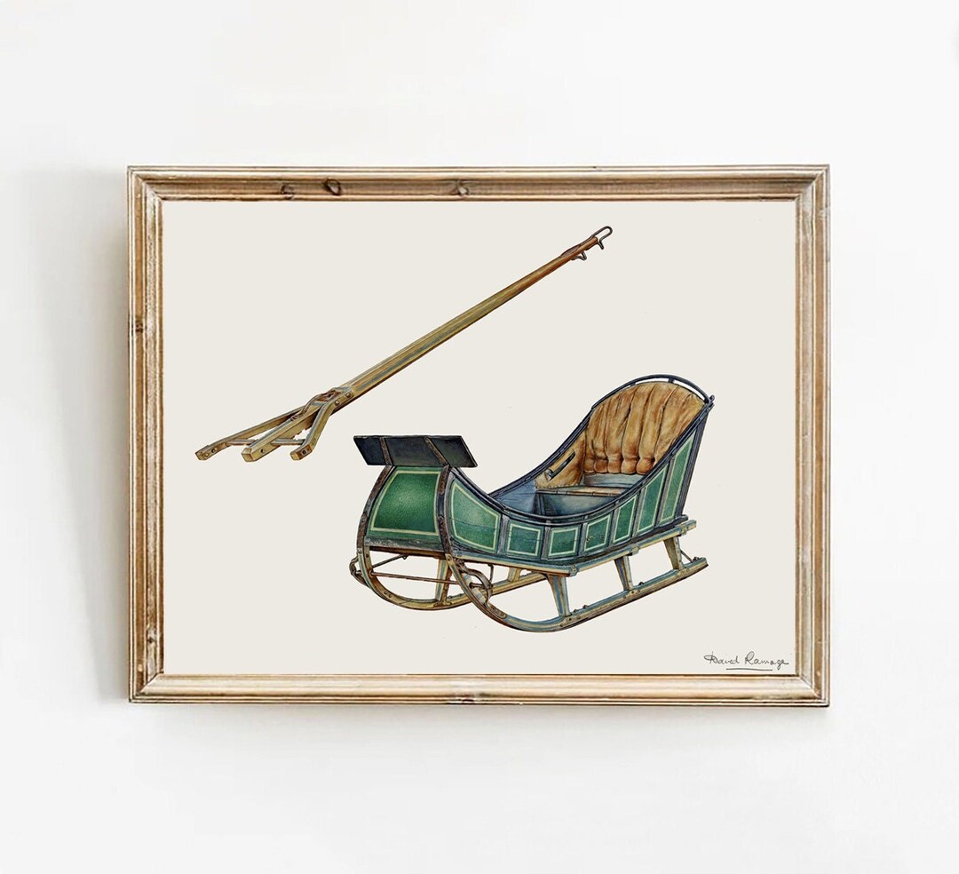 Old Sledge Print for Vintage Christmas Decor, Vintage Christmas Print ...