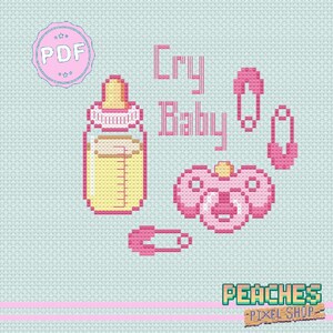Cry Baby PDF Cross Stitch Pattern Cute Aesthetic Pixel Art - Etsy