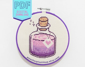 Love Potion Cross Stitch Pattern - Etsy
