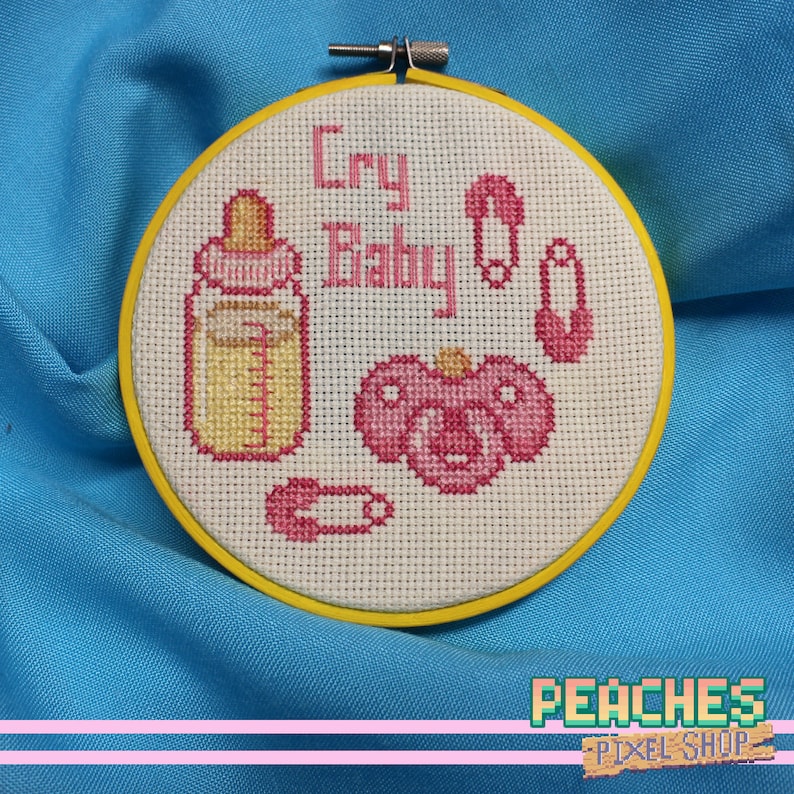 Cry Baby PDF Cross Stitch Pattern Cute Aesthetic Pixel Art - Etsy