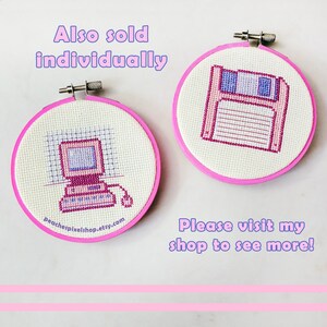 Mini Computer Pink Floppy Disk Cross Stitch PDF Pattern Set Two ...