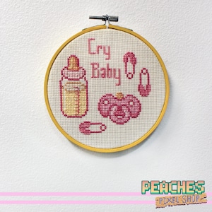Cry Baby PDF Cross Stitch Pattern Cute Aesthetic Pixel Art - Etsy