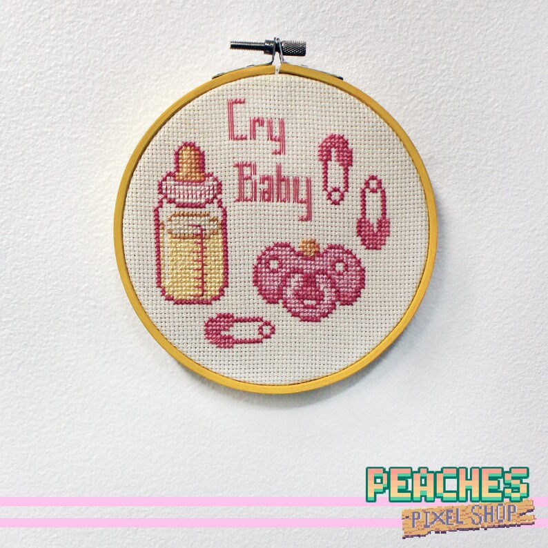 Cry Baby PDF Cross Stitch Pattern Cute Aesthetic Pixel Art - Etsy