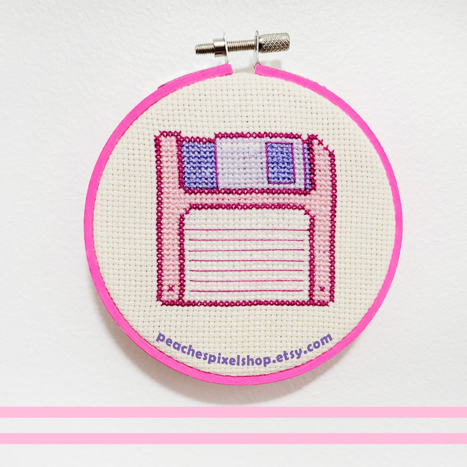 Pink Floppy Disk Cross Stitch PDF Pattern PC Diskette Pixel Art Counted ...