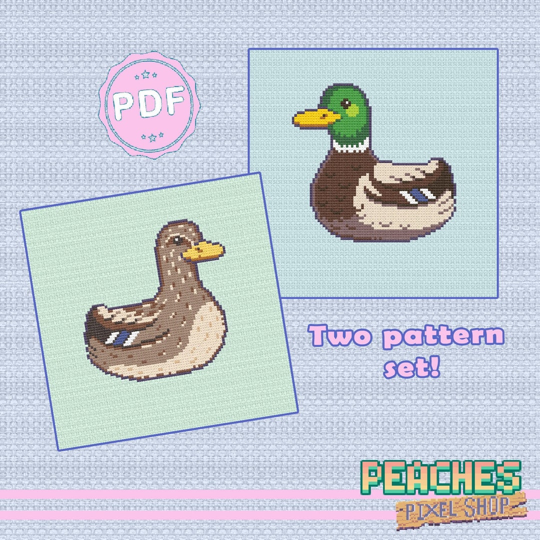 Pair of Ducks Digital Cross Stitch Pattern Set Two Pattern Set of Pixel ...