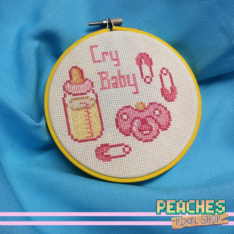 Cry Baby PDF Cross Stitch Pattern Cute Aesthetic Pixel Art - Etsy