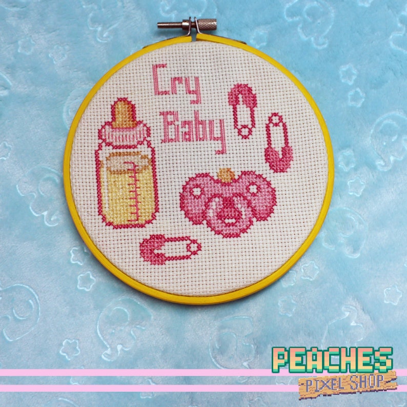 Cry Baby PDF Cross Stitch Pattern Cute Aesthetic Pixel Art - Etsy