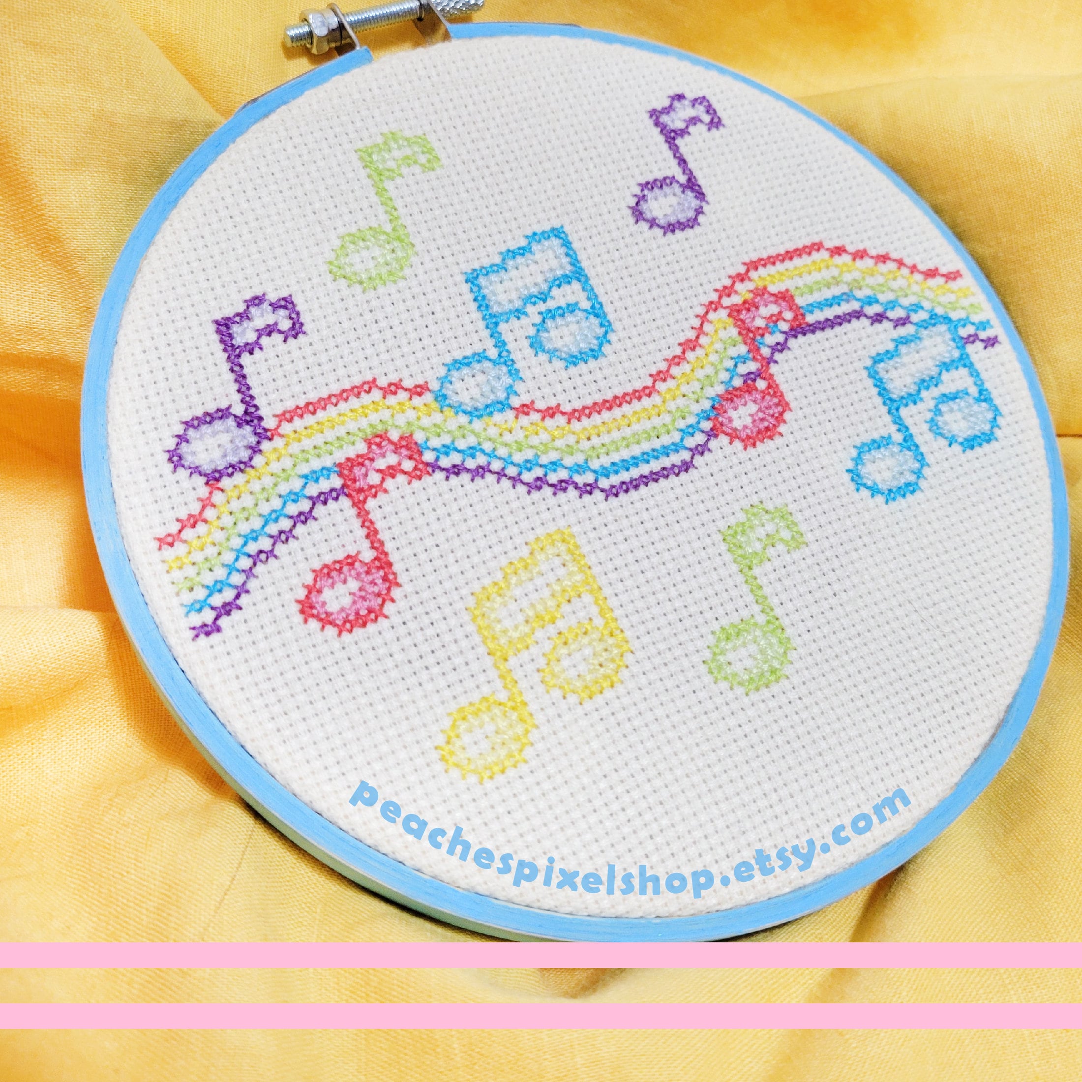 Rainbow Musical Notes PDF Cross Stitch Pattern - Digital Download - Etsy