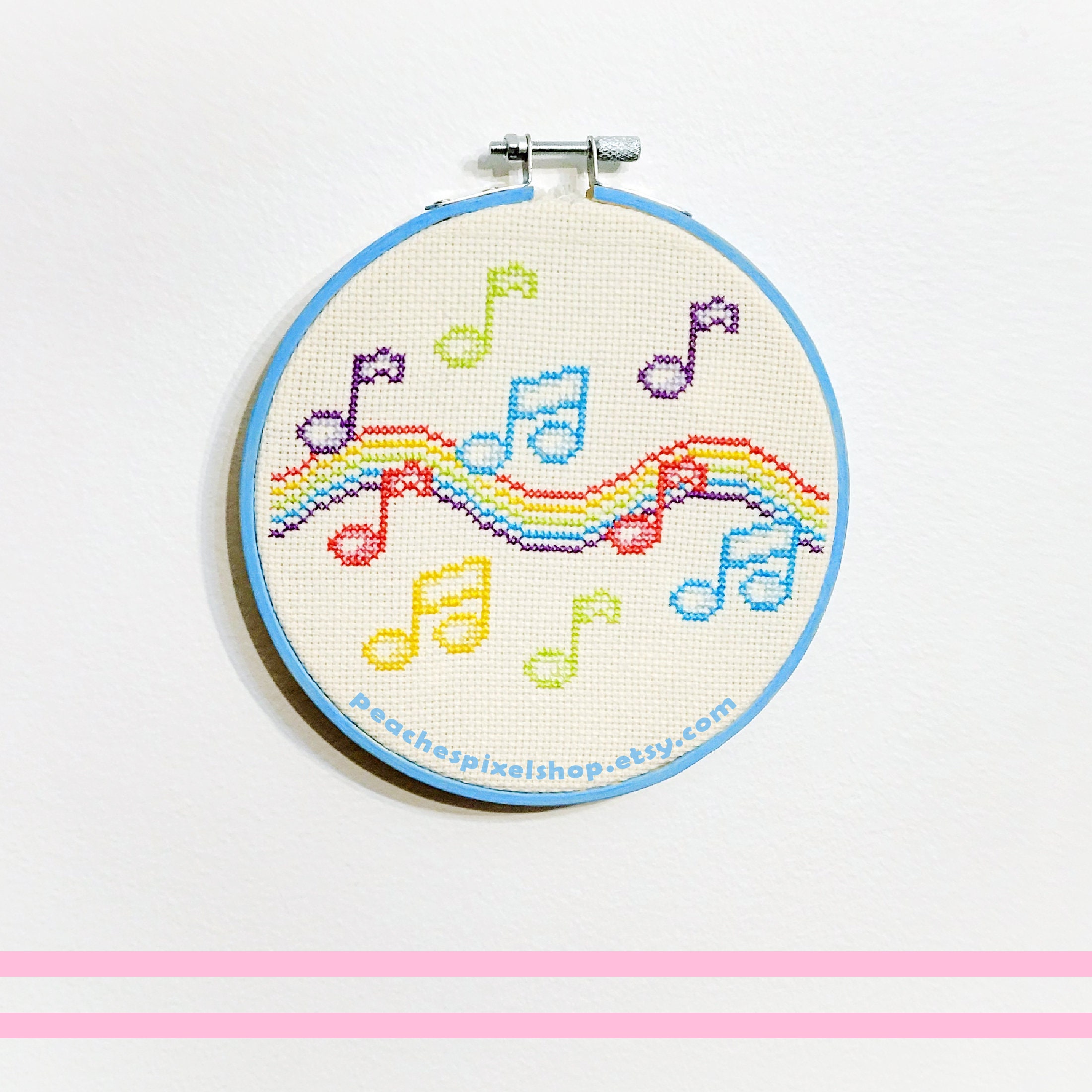 Rainbow Musical Notes PDF Cross Stitch Pattern - Digital Download - Etsy