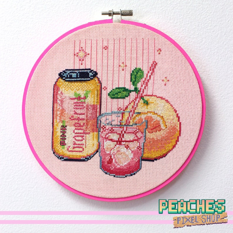 Grapefruit Soda Pop PDF Cross Stitch Pattern Summer Drinks - Etsy