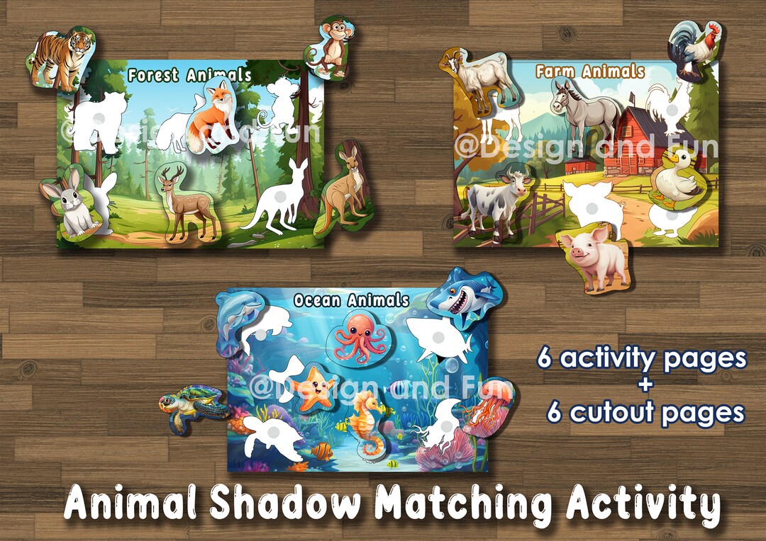 Printable Animal Shadow Matching Activity for Homeschool, SEN, Animal ...