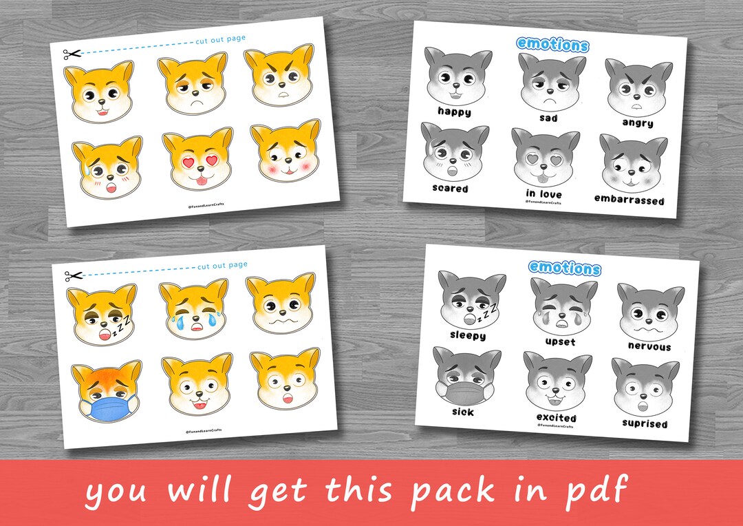 Emotions Activity for Kids Puppy Version Homeschool Pre-k Learning ...