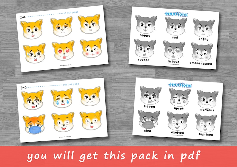 Emotions Activity for Kids Puppy Version Homeschool Pre-k Learning ...