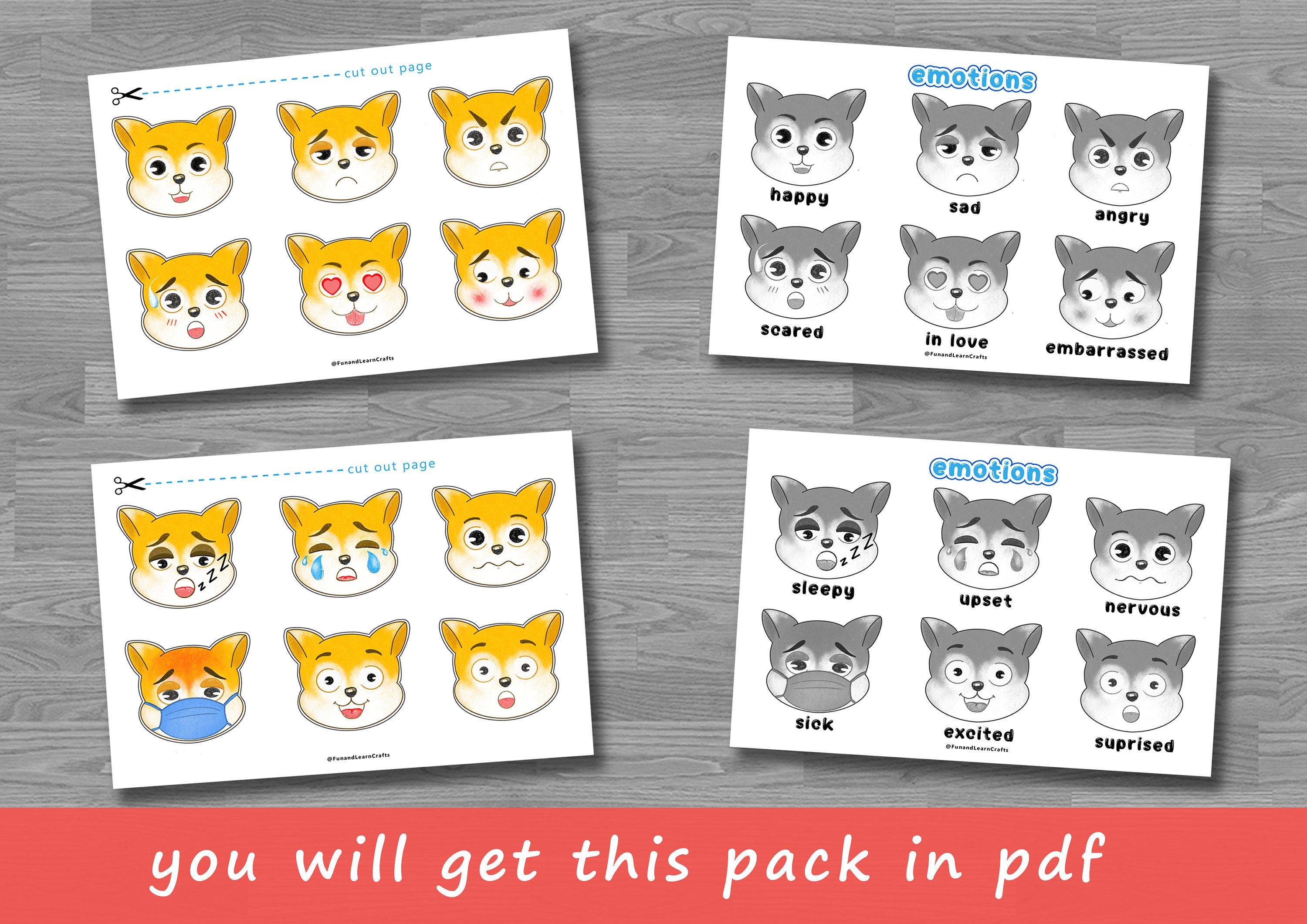 Emotions Activity for Kids Puppy Version Homeschool Pre-k Learning ...