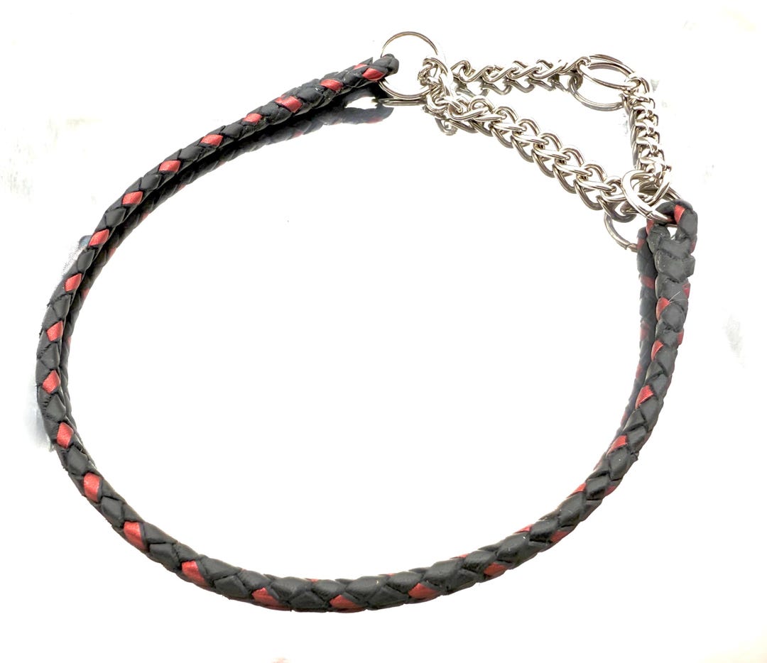 30s Show Collar Made of Kangaroo Leather With Pull Stop Chain, Black ...
