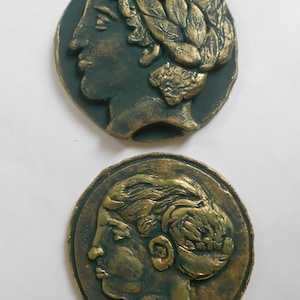 Special Ancient Coins! Handmade/hand-painted, 2 Designs, Head of Apollo ...