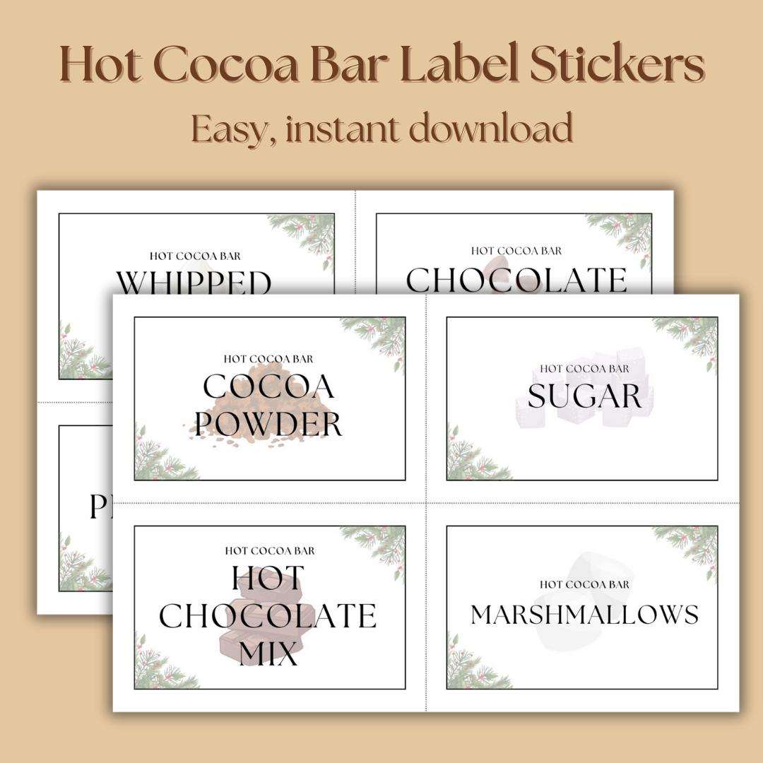 Hot Cocoa Bar Jar Labels: Printable Winter Party Stickers (PDF & PNG ...
