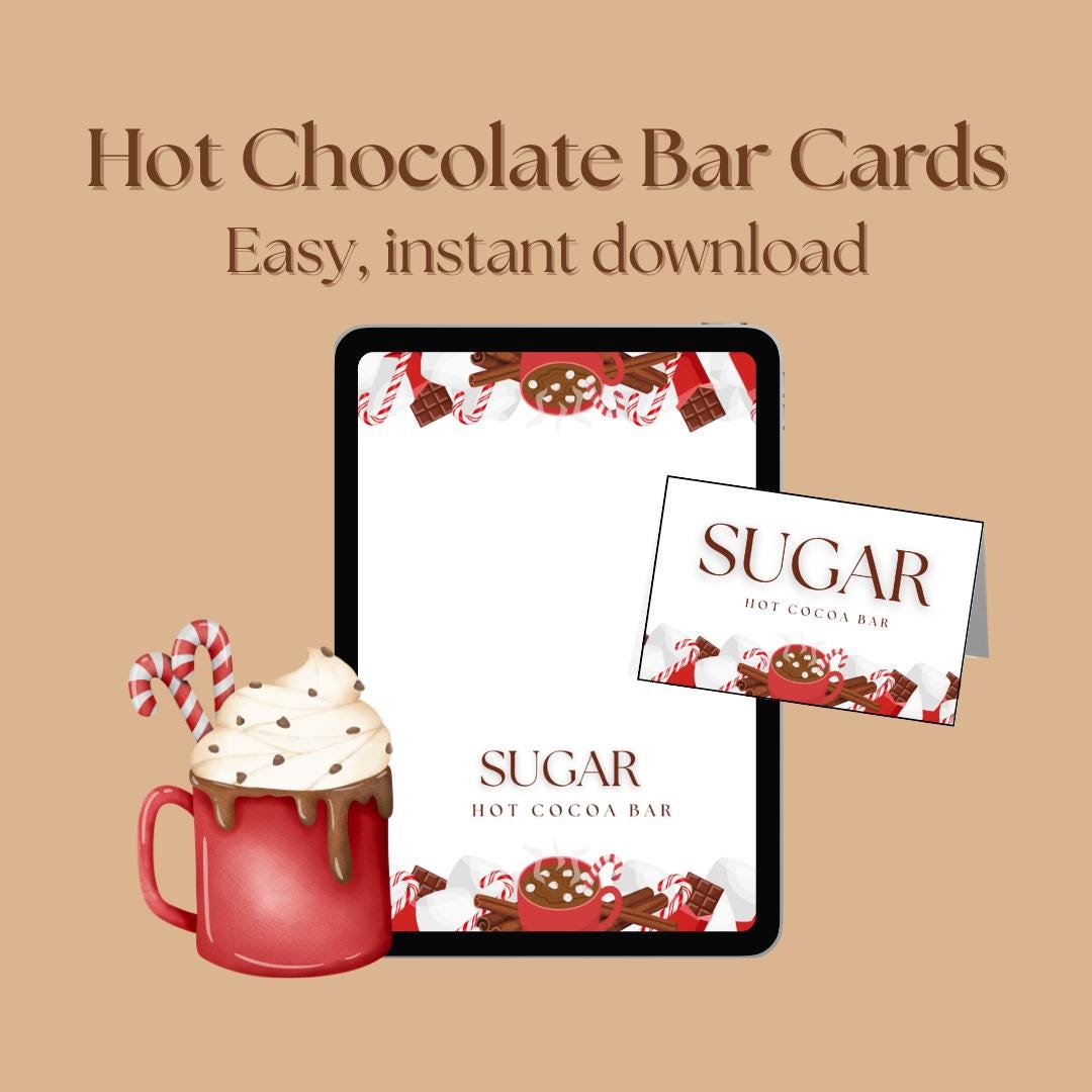 Hot Chocolate Bar Ingredient Cards: Winter Cocoa Party Printables (PDF ...