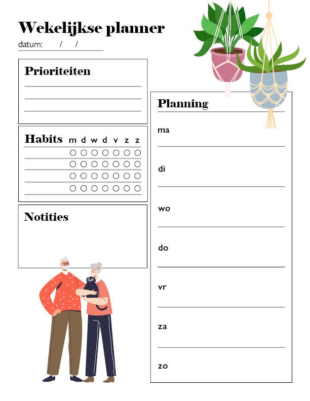 Dagelijkse Planner, Weekplanner, Maandplanner, Afdrukken, Printen ...