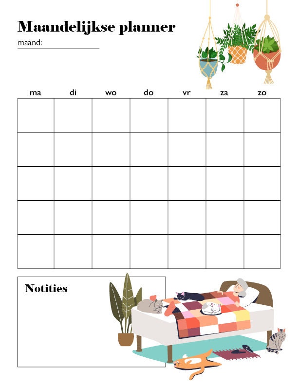 Dagelijkse Planner Weekplanner Maandplanner Afdrukken - Etsy