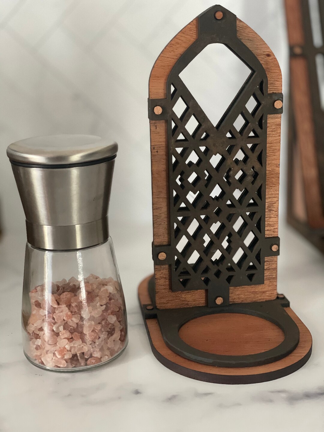 Salt Pepper Mill Display & Storage Stand Iron Gate Collection Seasoning ...