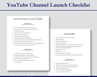 Youtube Checklist - Etsy
