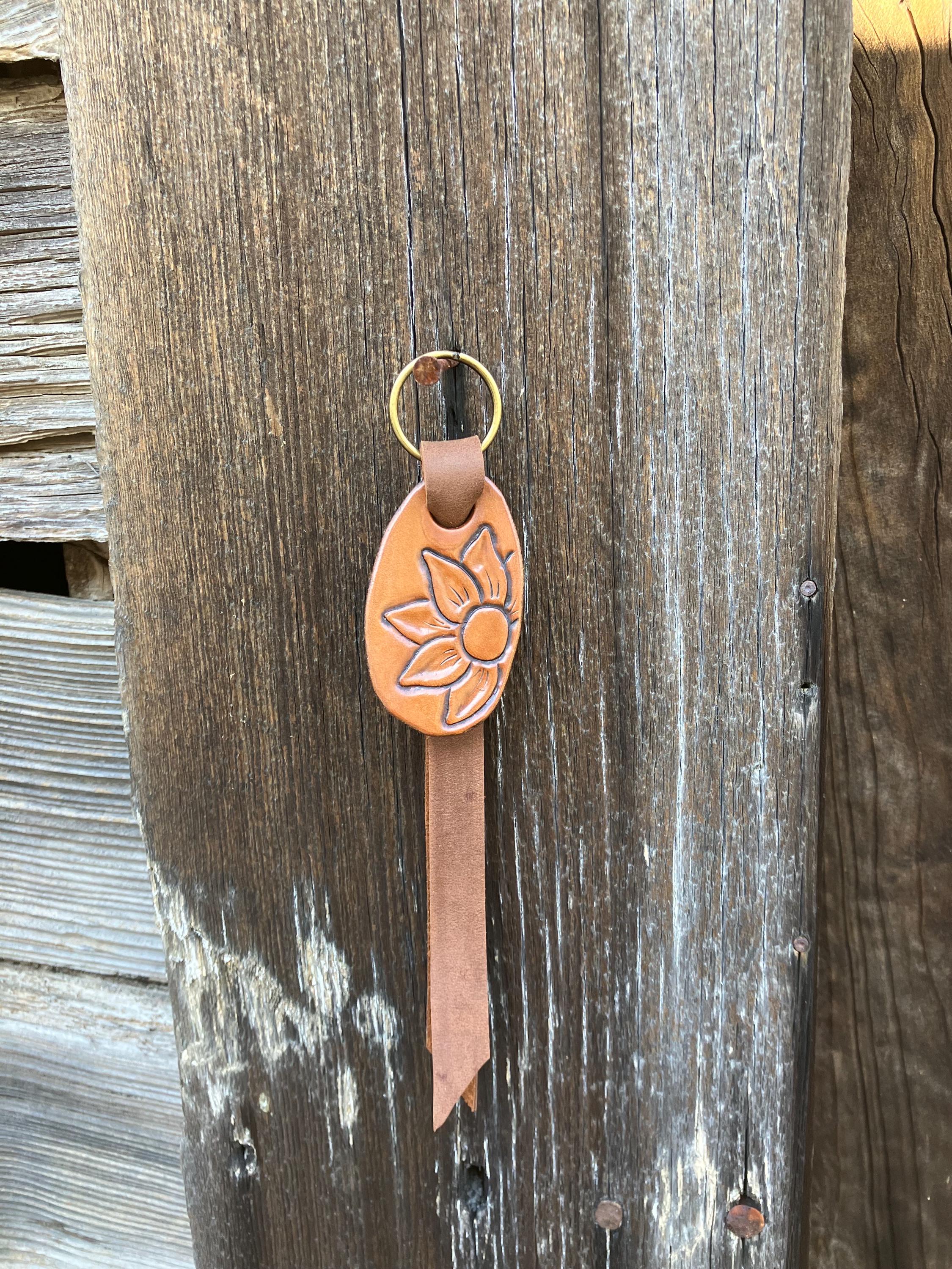Handmade Tooled Leather Keychain - Etsy