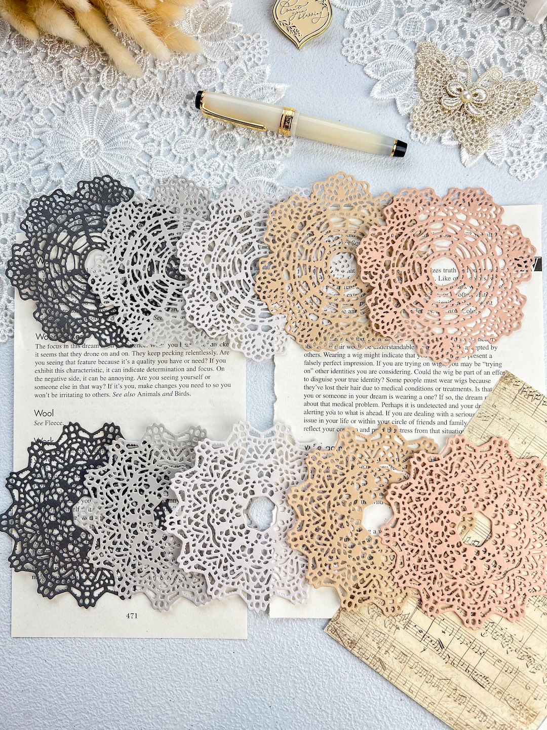 Set 5pcs Irregular Shape Die Cut Paper Doilies for Creative Junk ...